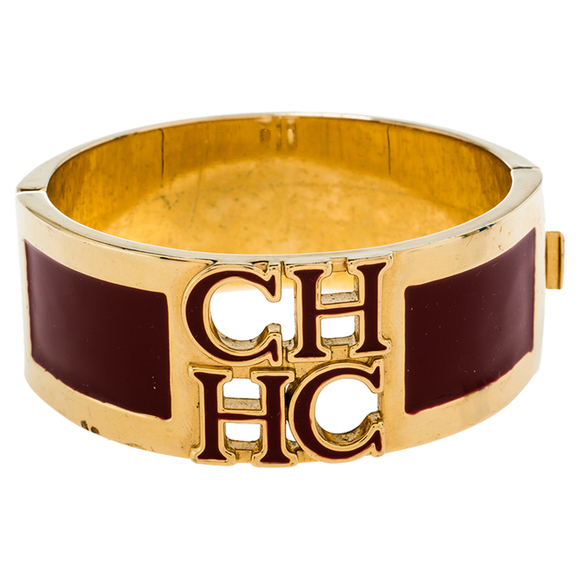Carolina Herrera | Jewelry | Ch Carolina Herrera Red Enamel Logo Gold ...